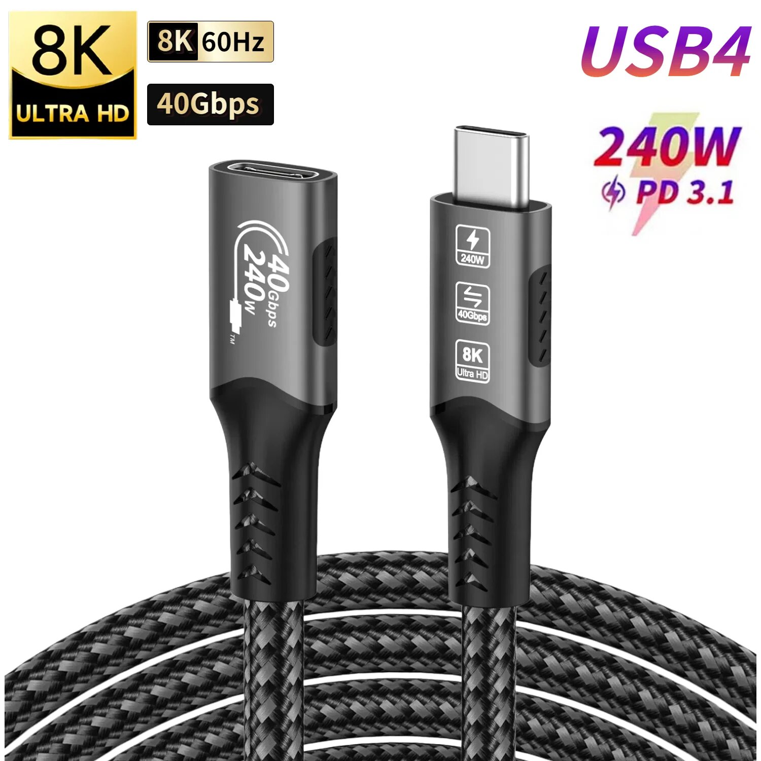 Thunderbolt 4 USB4 кабель Type-C 1.8M 8K — фото 1