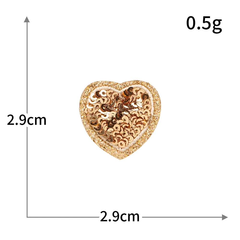 Текстильные нашивки сердце с блестками для одежды M1167
