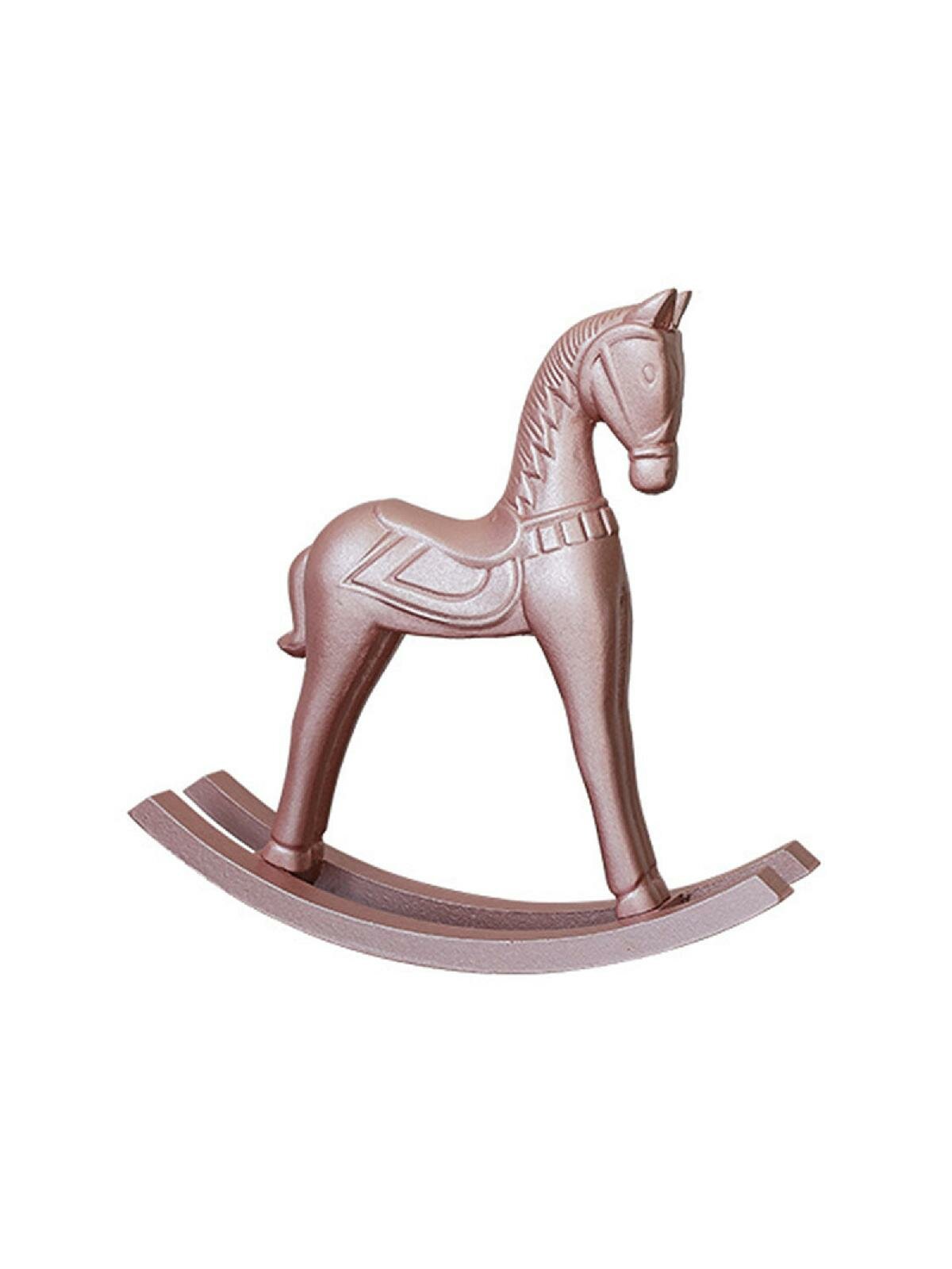 Деревянная розовая лошадка-качалка украшение дома