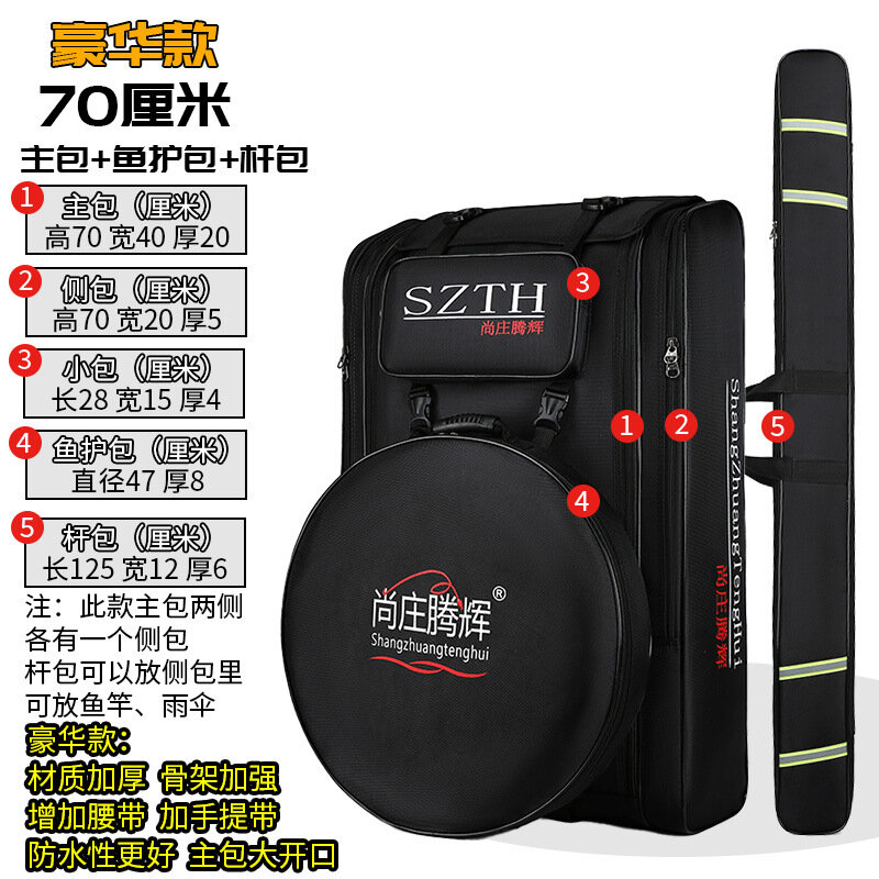 Сумка для рыболовного кресла Shangzhuang Tenghui, большой рыболовный рюкзак, рюкзак для рыболовного снаряжения с защитным чехлом для рыбы, сумка для удочек, сумка для рыболовного снаряжения и удочек.