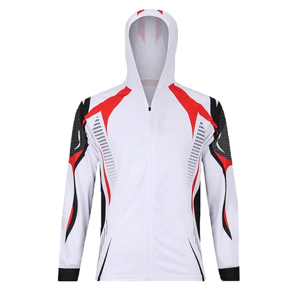 _ Защита от солнца и УФ-лучей, Солнцезащитная одежда, рыболовная рубашка, дышащая быстросохнущая рыболовная Джерси с капюшоном, спортивная одежда Белый, 3XL, DY3