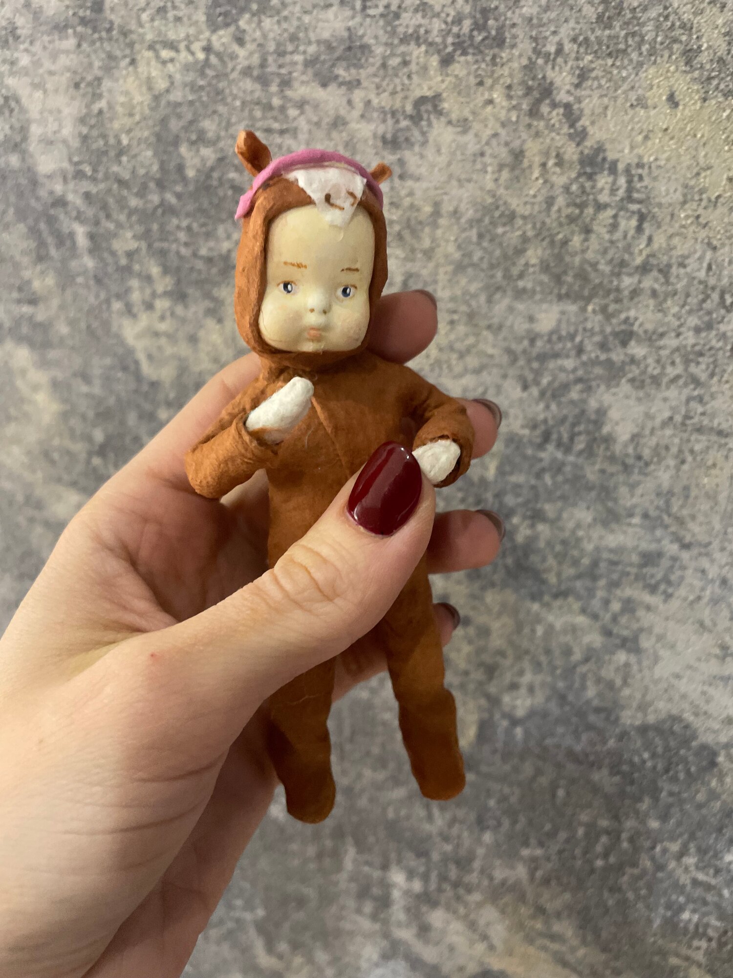 Ватная игрушка малыш в костюме лошадка, новогодняя, ручная работа