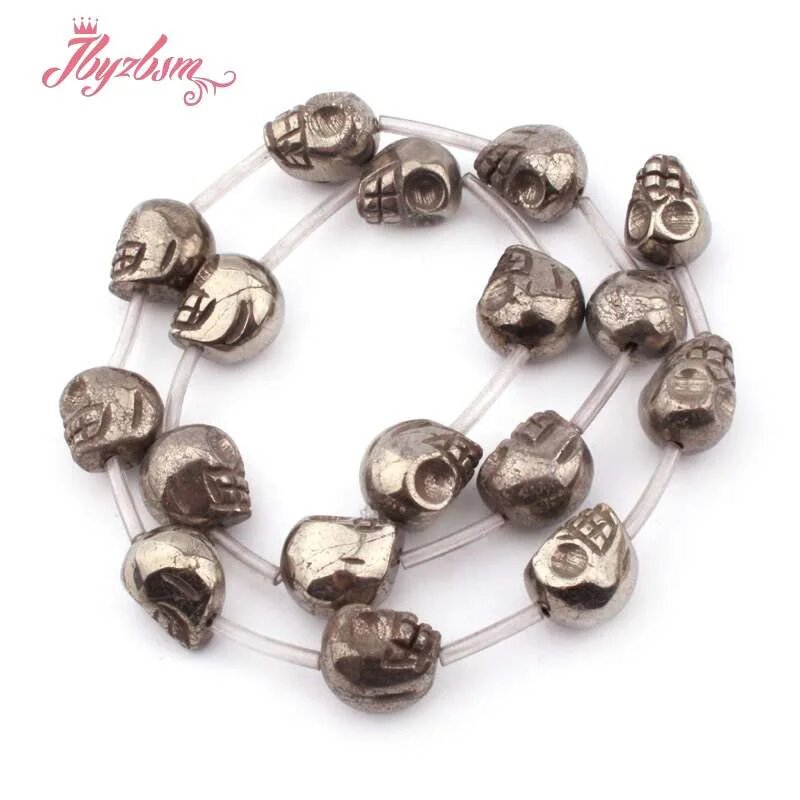 Бусины из пирита с резным черепом jbyzbsm 15 дюймов 10x12mm