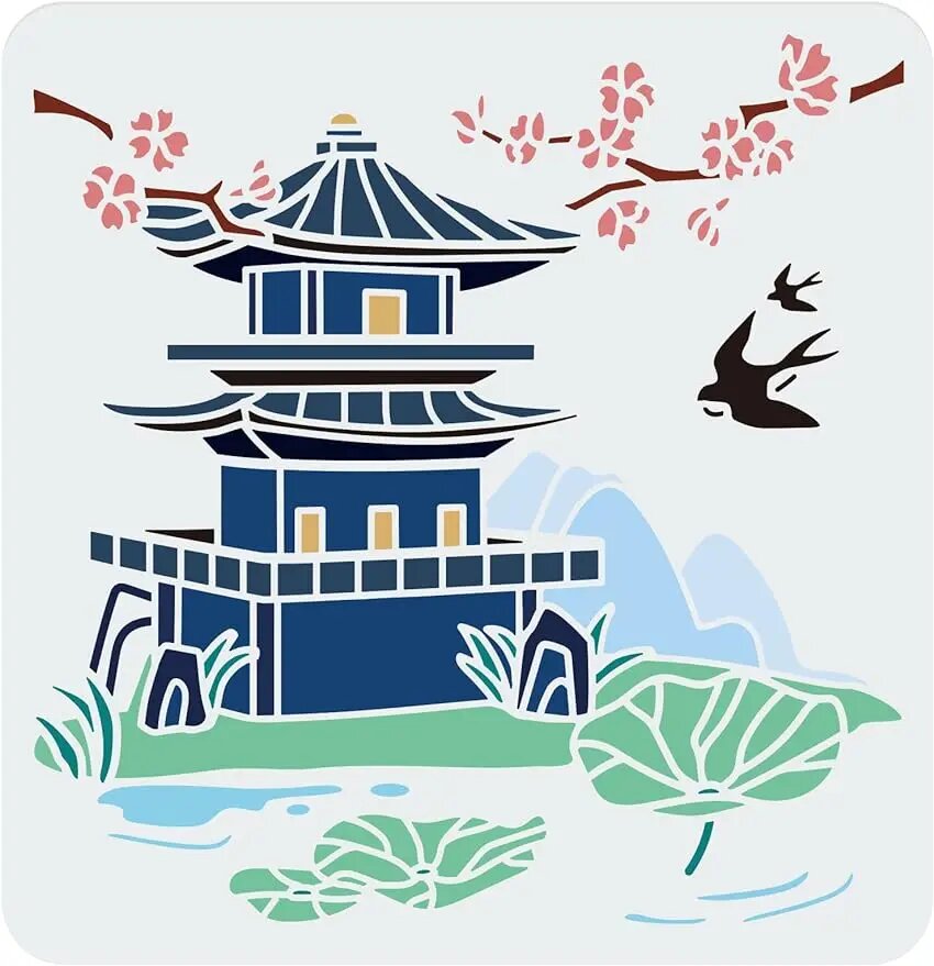 Трафарет Восточная pagoda Beebeecraft