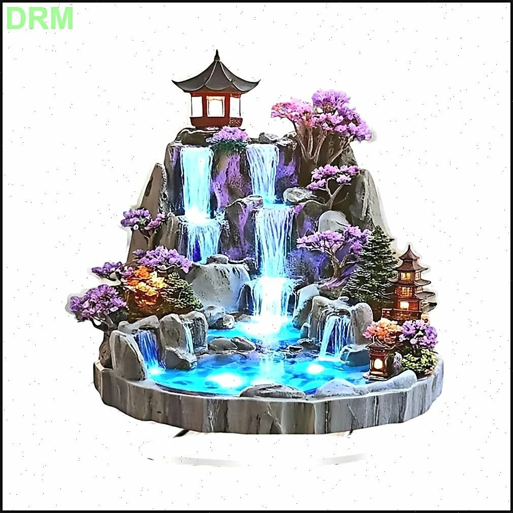 Декоративный настольный фонтан Живая вода, 2D акриловая картина с подсветкой для интерьера гостиной, офиса и рабочего стола