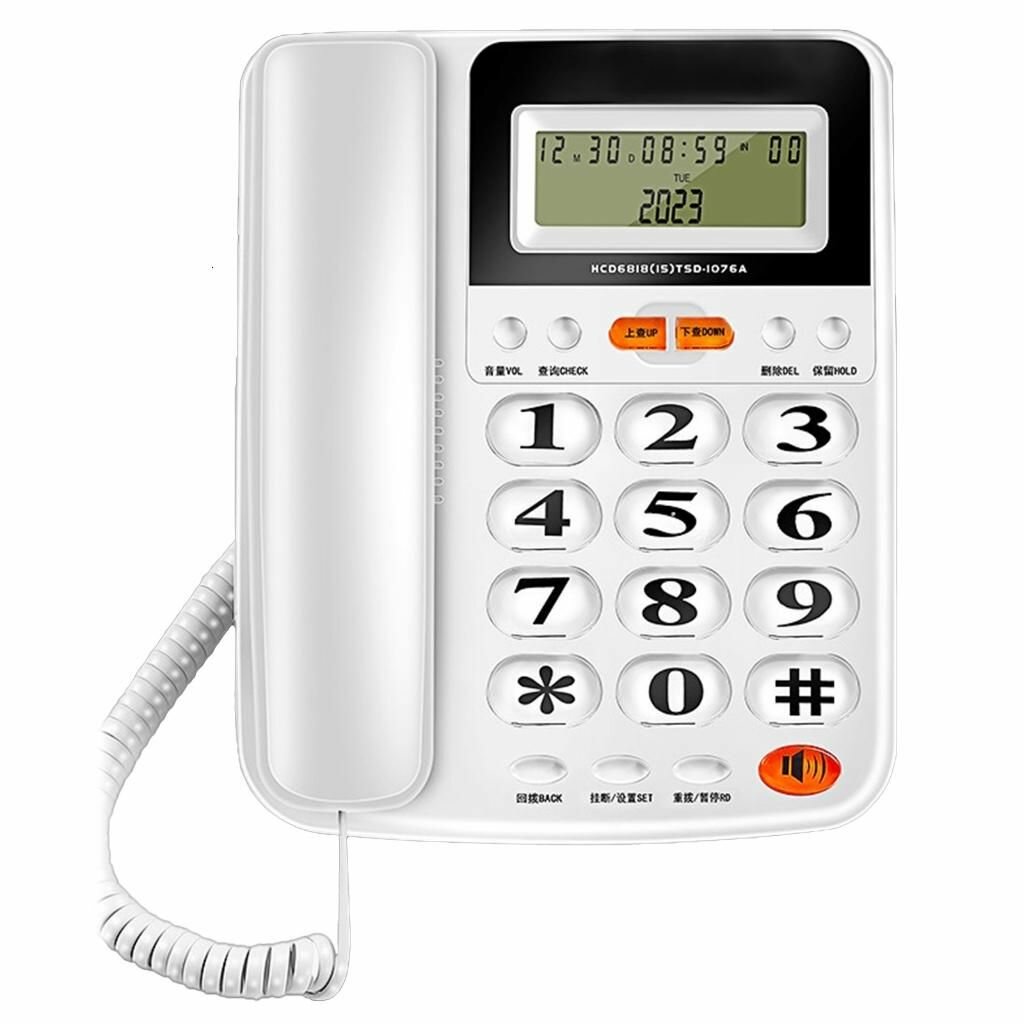 Классический настольный телефон Домашний телефон для отелей и бизнес -офисов просты в использовании, Белый
