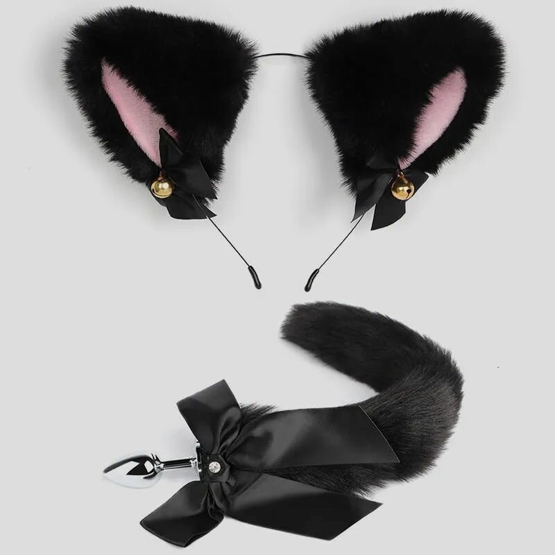 Анальная пробка с хвостом и ушками, набор бдсм, фетиш для секс игр