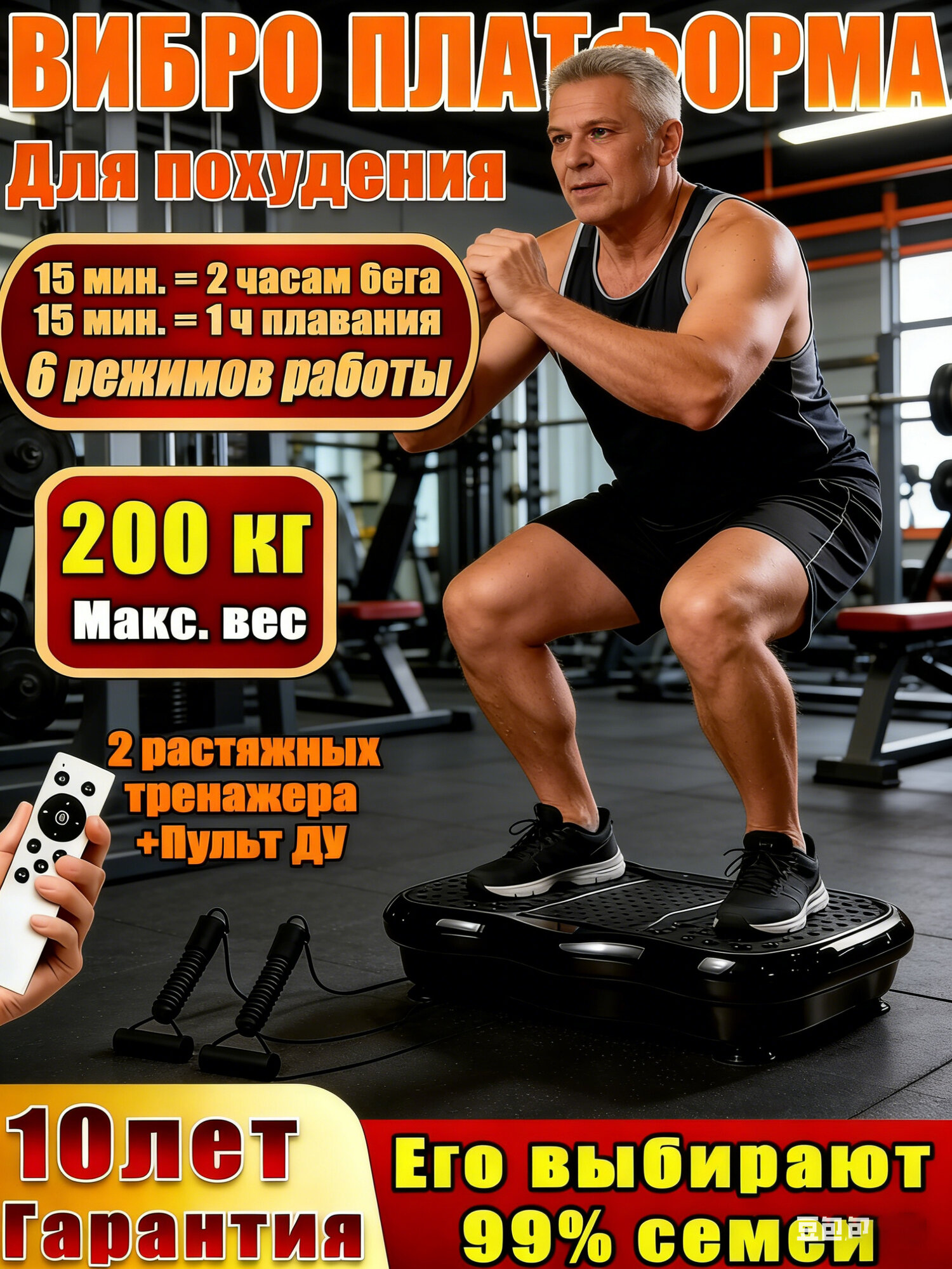 Виброплатформа для похудения до 200 кг с музыкой, домашний кардио тренажер электрический антицеллюлитный