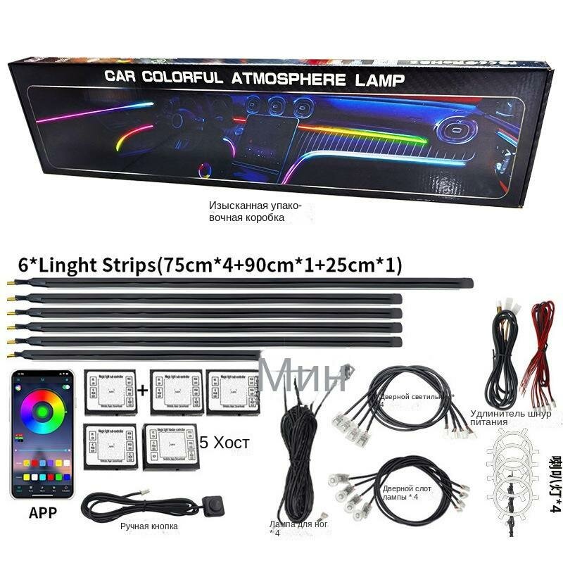 Хвостовой свет автомобиля скрытые акриловые 64 цвета RGB интерьер симфония окружающий свет