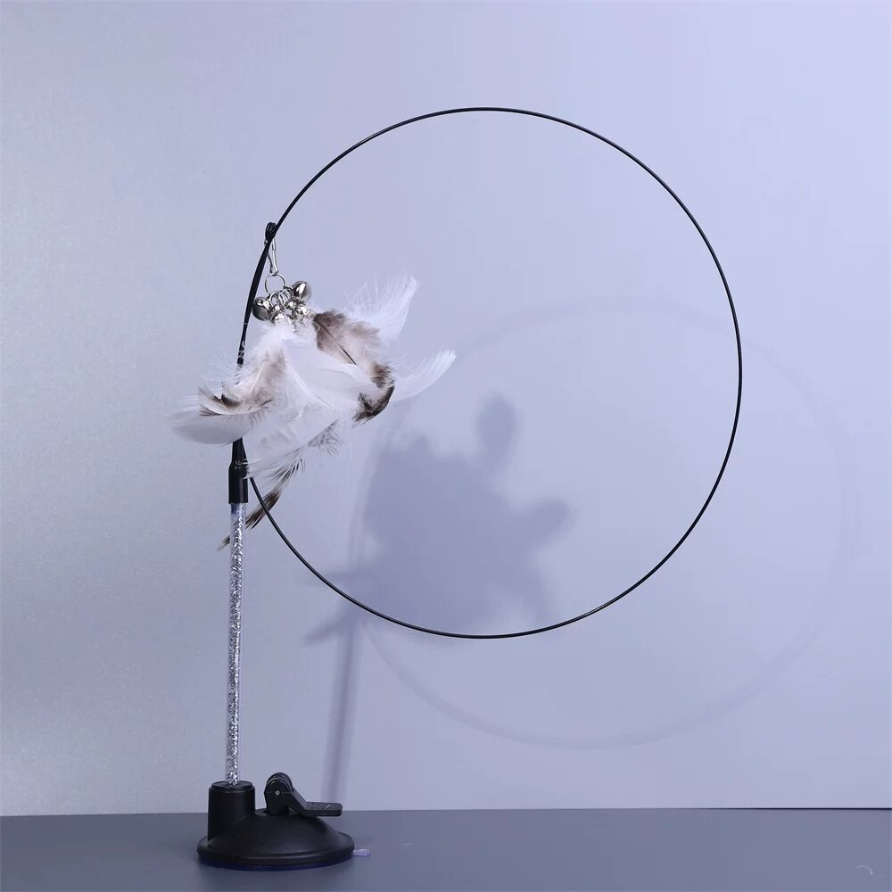 Пушистая белая игрушка для кошек с присоской, интерактивный набор для самозанятости, прочная мускульная игрушка