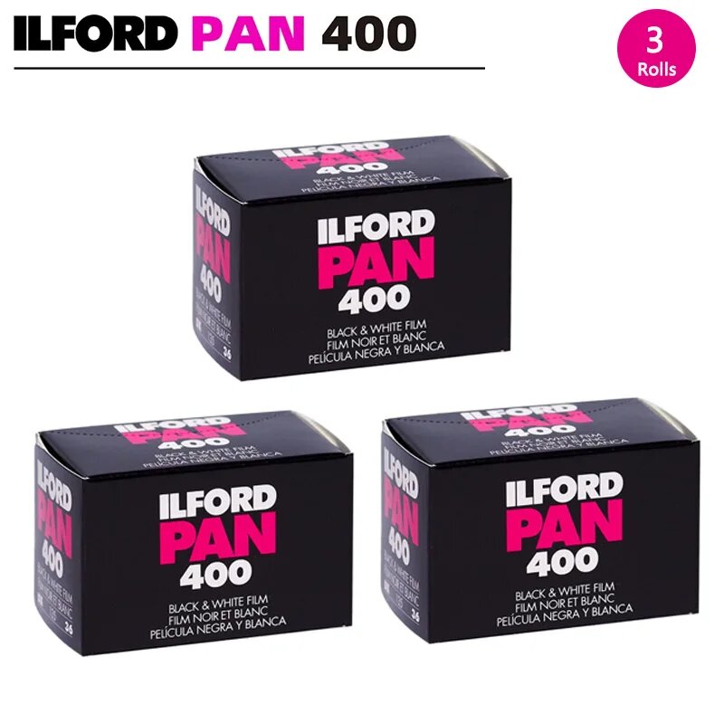 ILFORD Pan 400, черно-белая пленка 35мм, 3 ролл
