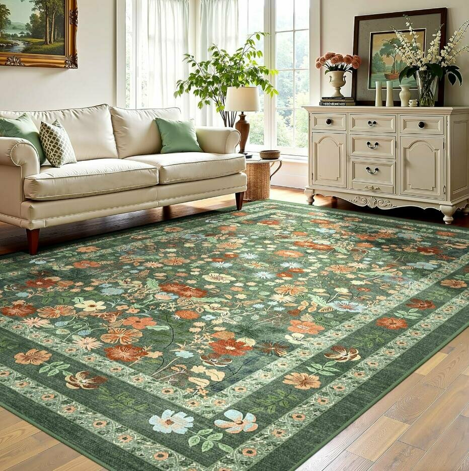 Ковер 150*200 на пол, Винтажный цветочный узор