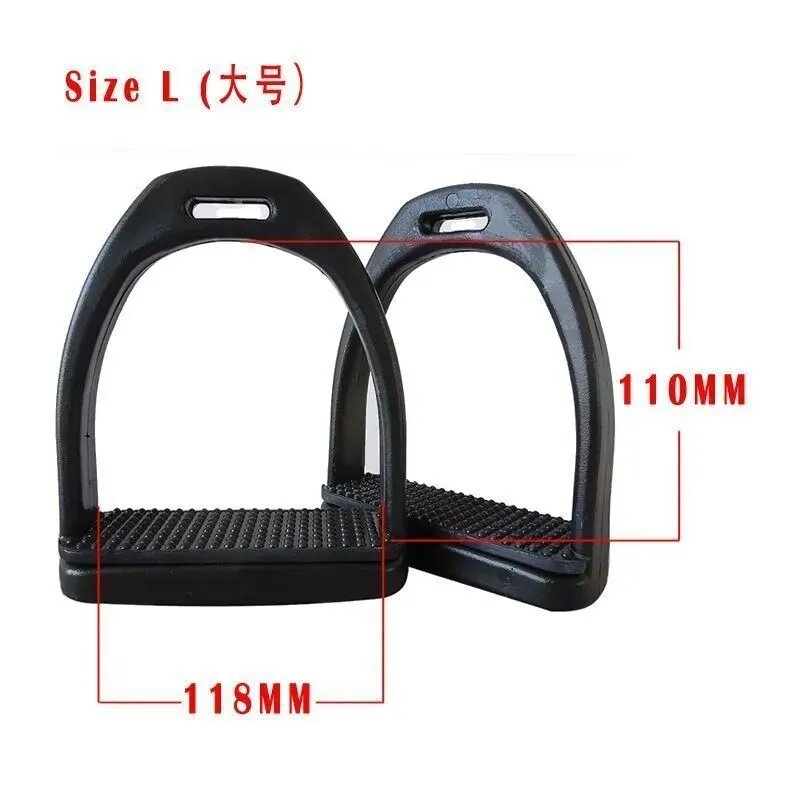 Стремена для лошади, пластик, нескользящий, черный, размер L