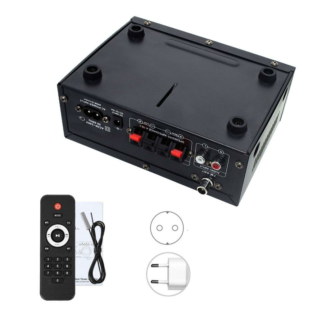 Усилитель стерео 50Вт+50Вт с Bluetooth, 2.0 канала, USB, входы, вилка европейского стандарта