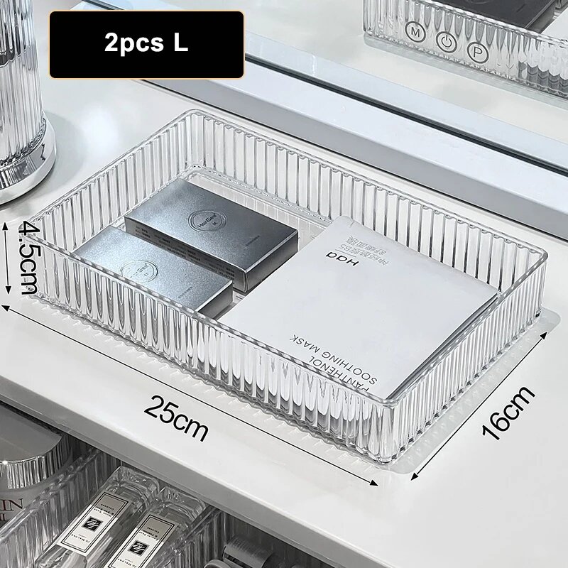 Многофункциональные прозрачные пластиковые коробки для хранения, набор для перегородки ящиков, легкая сортировка косметики, ювелирных изделий, канцелярских принадлежностей, органайзер для мелочей