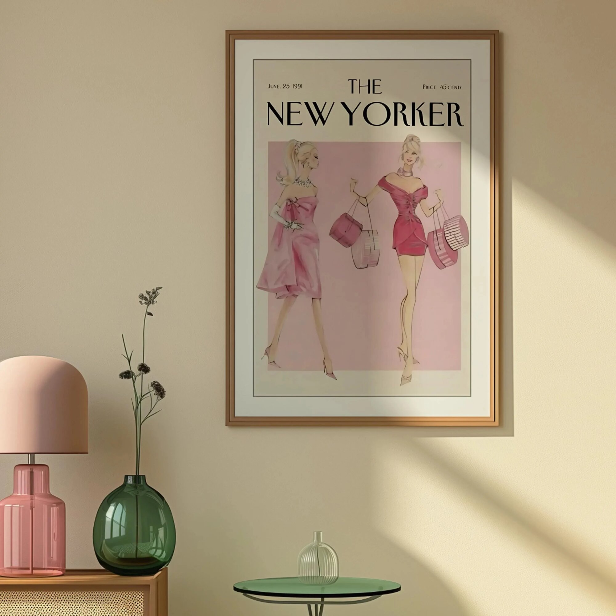 Абстрактный винтажный постер The New Yorker PANTINGART Розовый, PF57700, 20x30cm NO frame