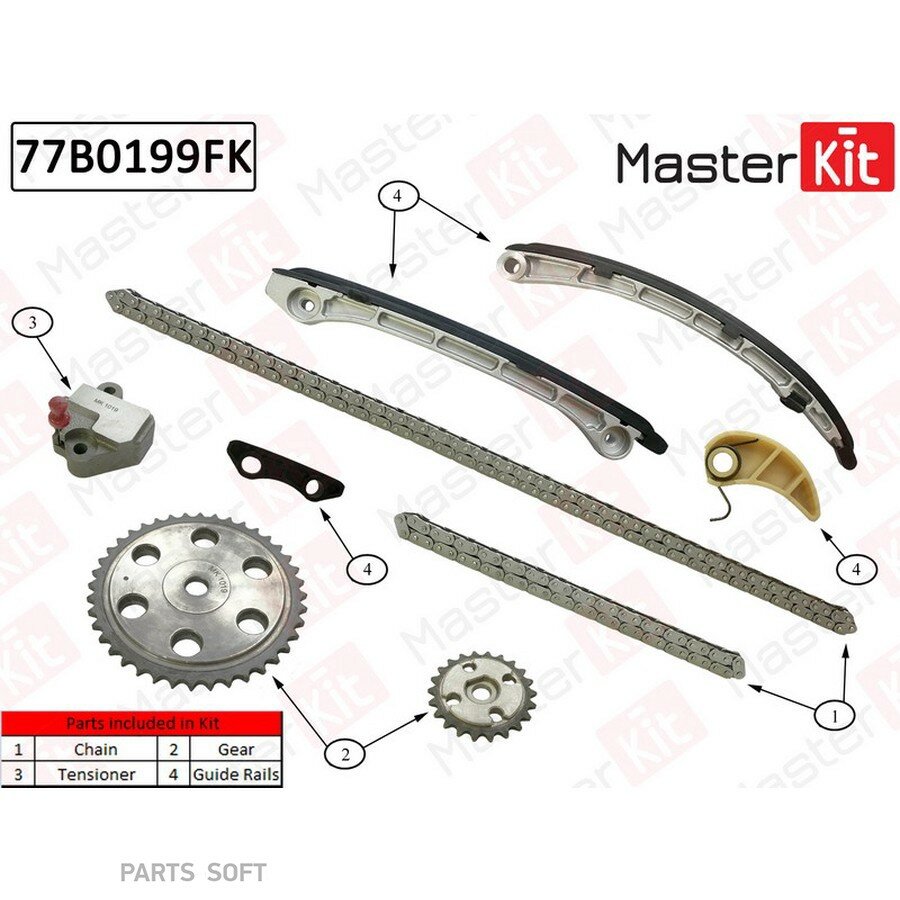 77B0199FK (L3K912500A) Комплект цепи ГРМ Mazda CX-7 L3VDT 2007- от официального дистрибьютора, MASTERKIT, артикул 77B0199FK