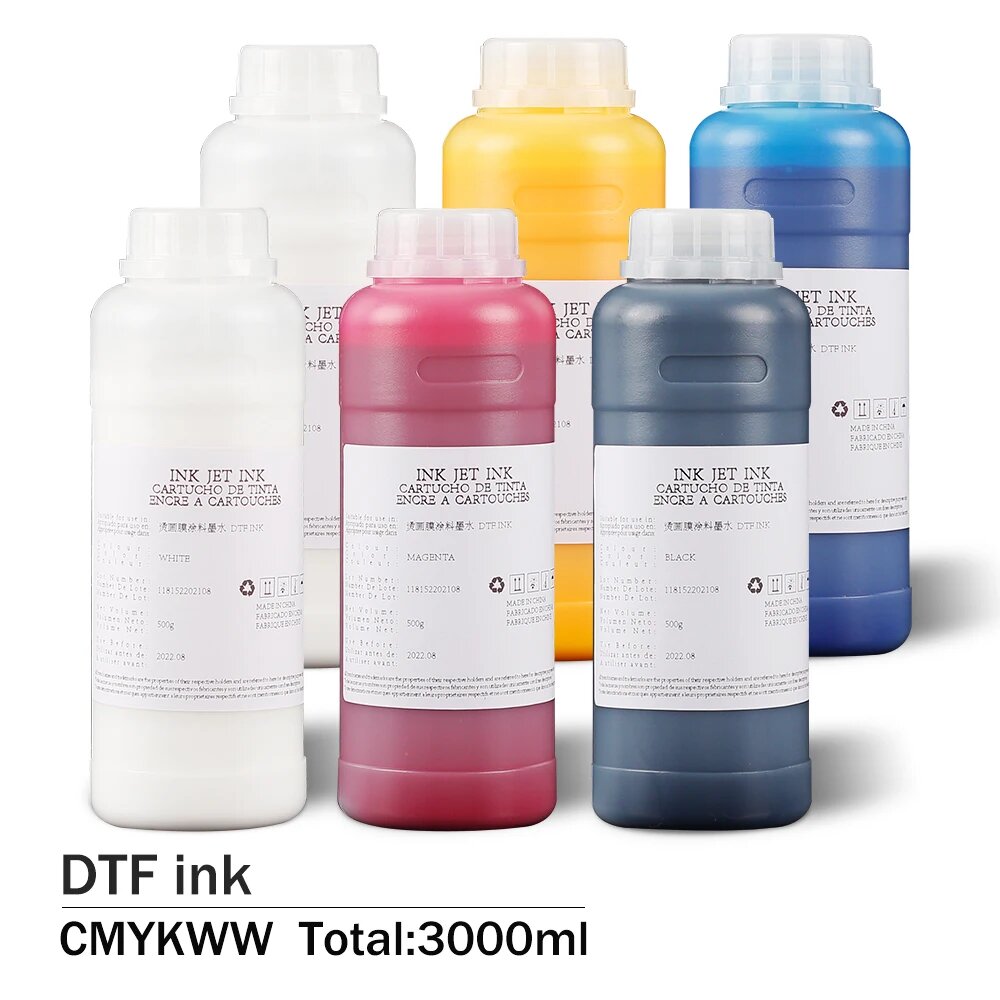 1 набор 2500 г чернил DTF для принтера DTF, печать на PET пленке Epson L805 L1800 R1390 L18050 L8058 XP600 TX800, термоперенос на футболки