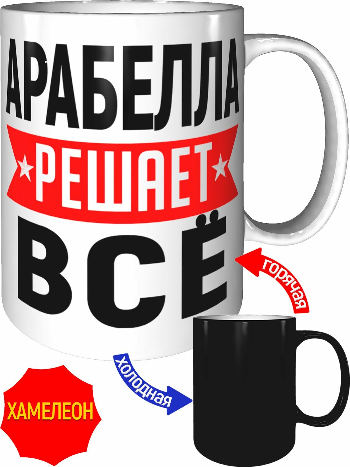 Кружка Арабелла решает всё - хамелеон, керамическая, объем 330 мл.
