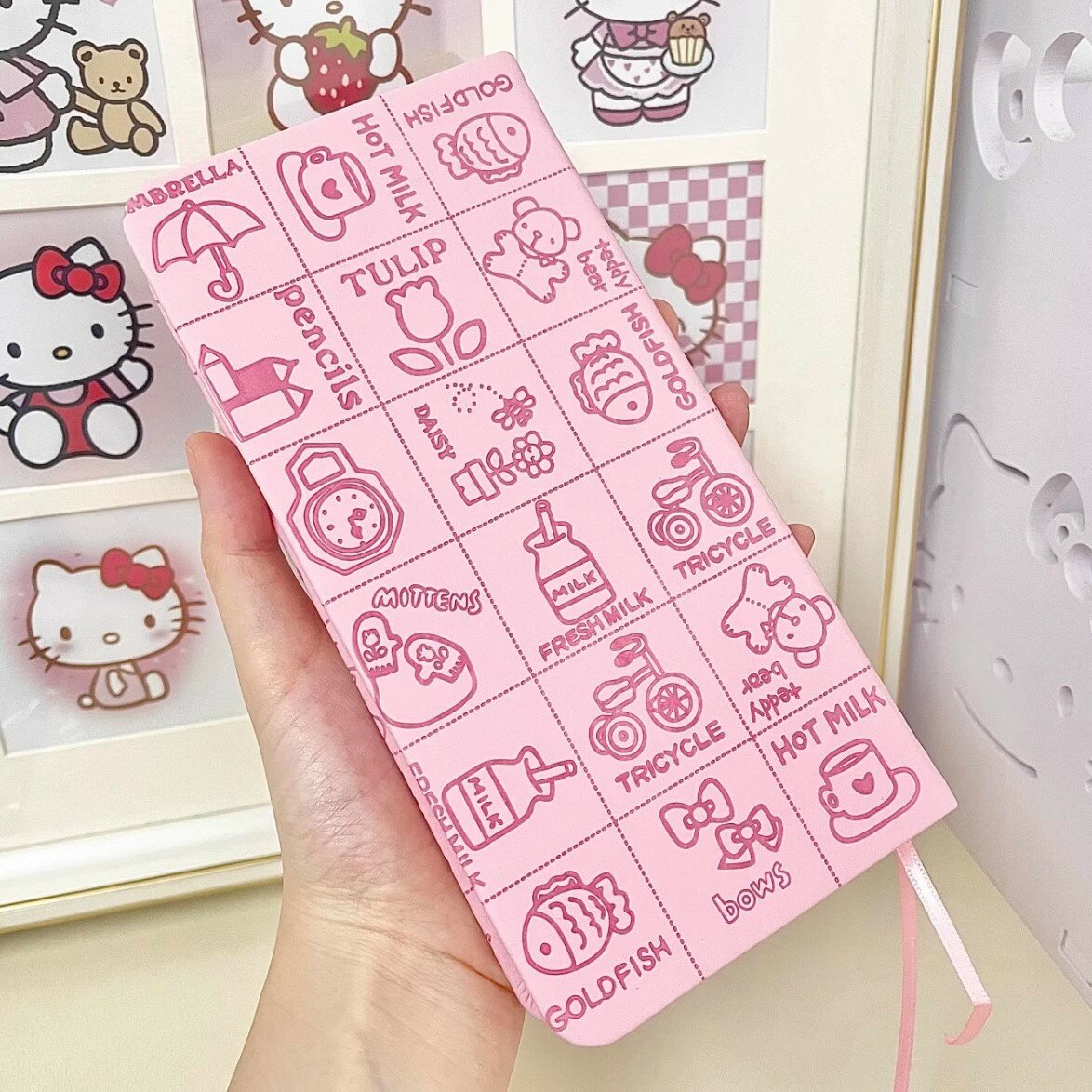 Дневник Hello Kitty, высокая эстетика, милый студенческий блокнот с твердой обложкой, цветные страницы, учебный блокнот