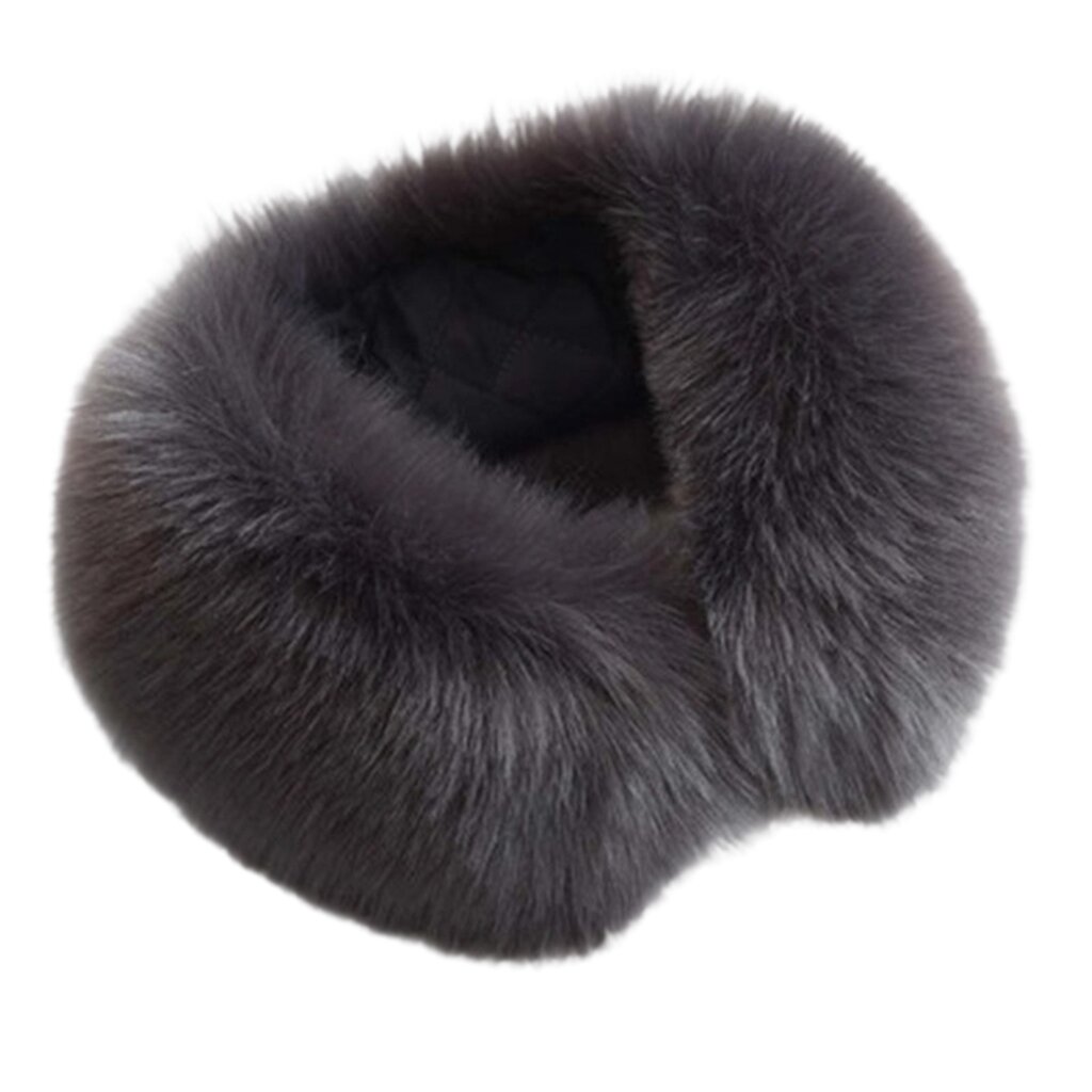 Нагрудник с круглым меховым воротником и зимним теплым артефактом-темно-серый