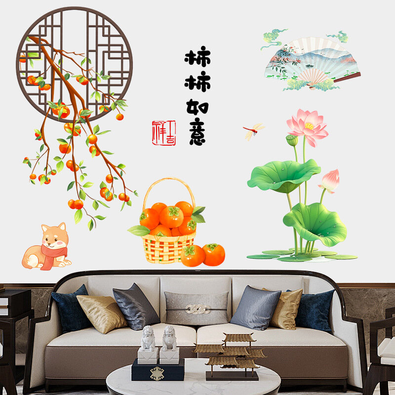 Лотос настенная декоративная наклейка на крыльцо стикер в китайском стиле для гостиной диван кабинет наклейка на стене