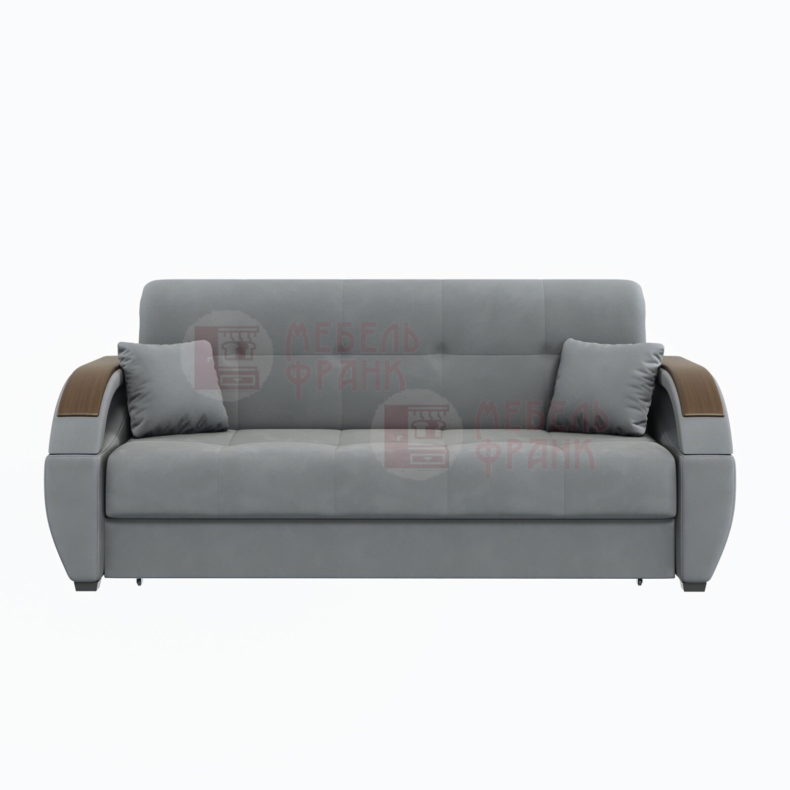 Диван-кровать в гостиную Монреаль в сером велюре, 120х200, механизм аккордеон