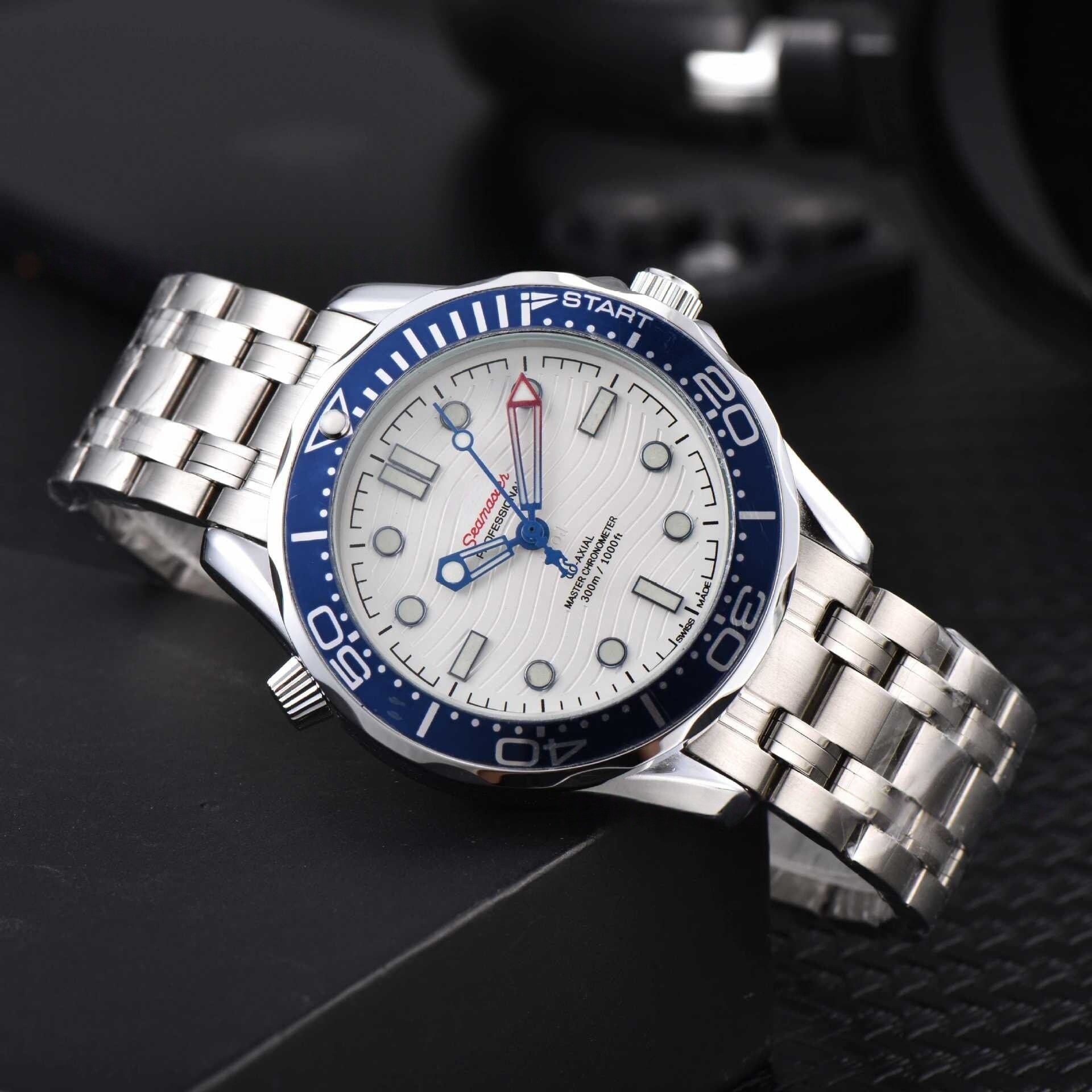 Часы Oujia Haima 300m для дайвинга с люминесцентным циферблатом, прозрачный корпус, стальной браслет, автоматические механические мужские часы, дропшиппинг