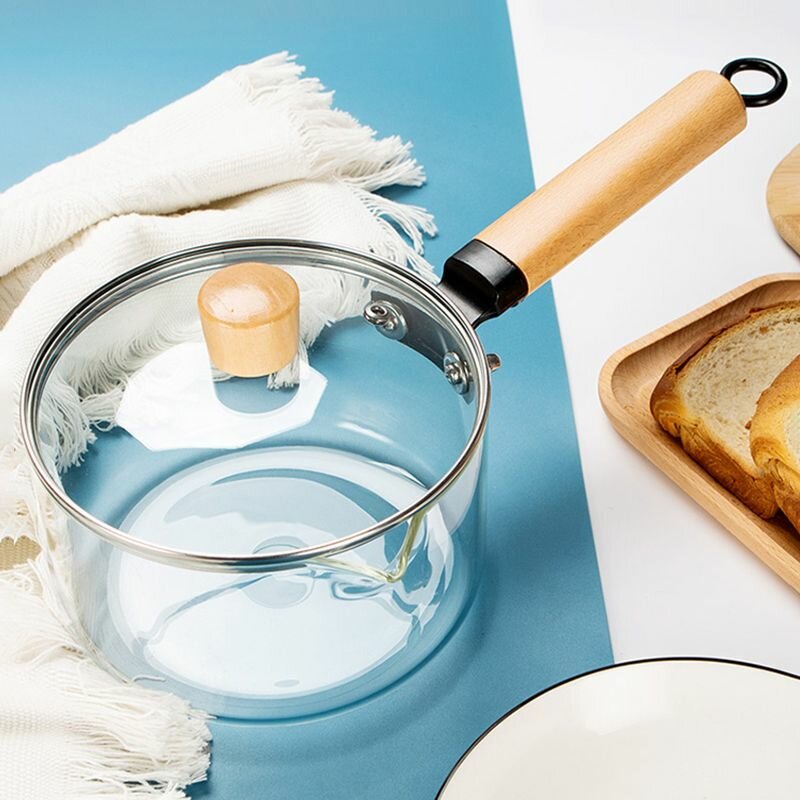 Стеклянная кастрюля для супа с открытым пламенем, молочная кастрюля, высокая боросиликатная, здоровая, прозрачная, для приготовления, кастрюля для супа с тренеллой, электрическая керамическая плита, газовая кастрюля для тушения