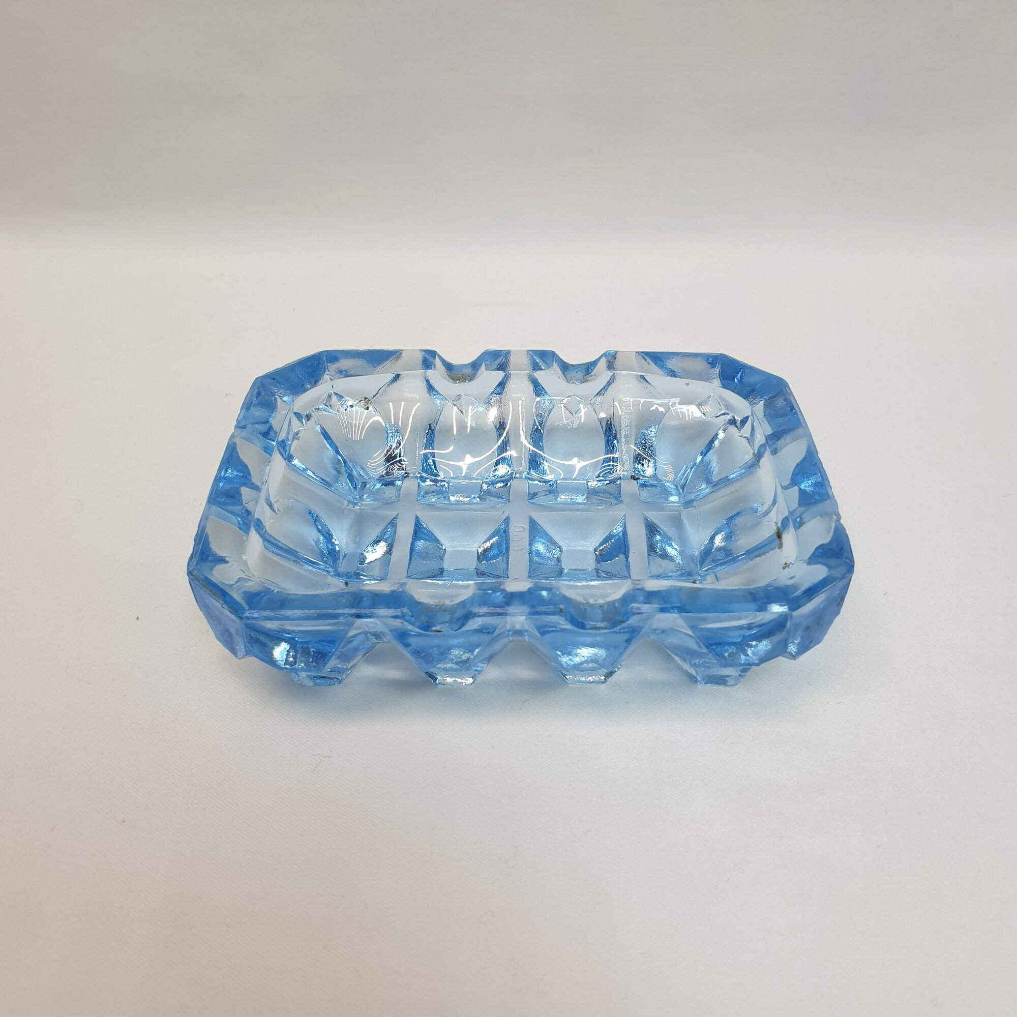 Пепельница, цветной хрусталь, сколы. Винтаж, СССР.