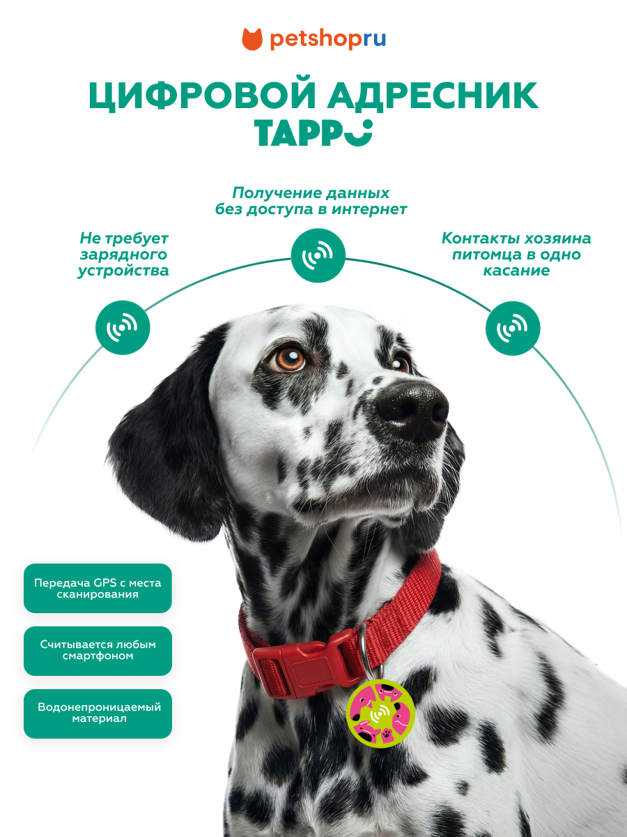 Tappi Цифровой адресник для животных, салатовый