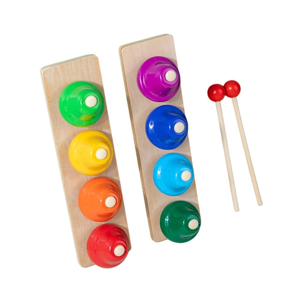 Набор красочных колокольчиков, 8 нот, музыкальные колокольчики, ручные ударные колокольчики, музыкальная игрушка, настольные колокольчики, подарок для малышей, детей