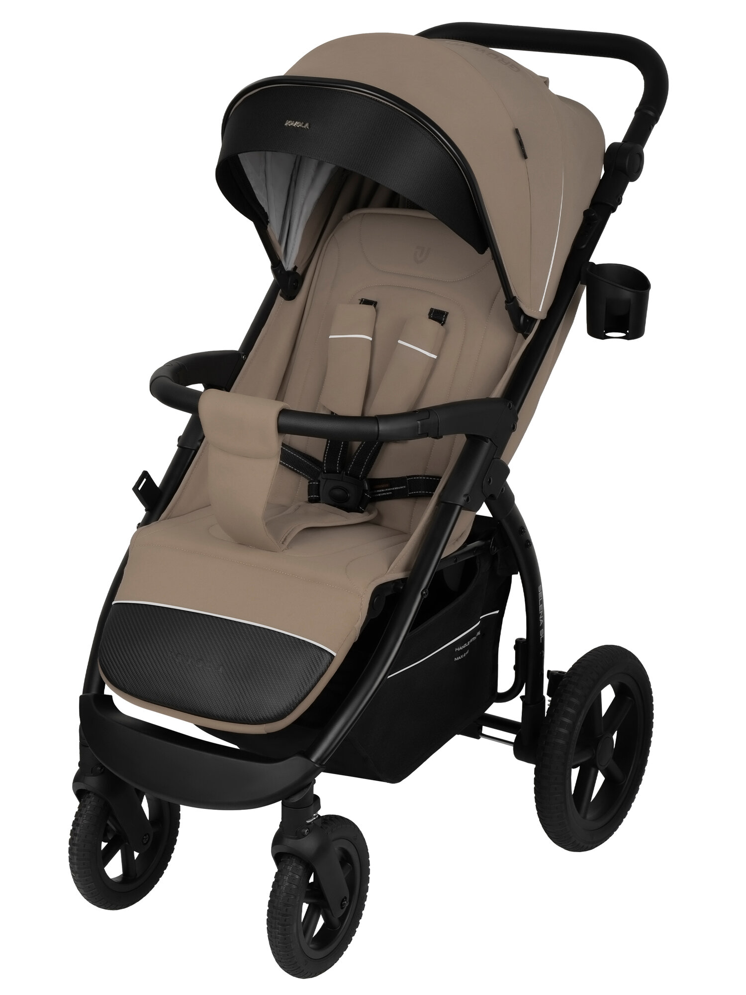Коляска прогулочная детская Jovola Selena SL, всесезонная, большие резиновые колеса, амортизация, бежевый