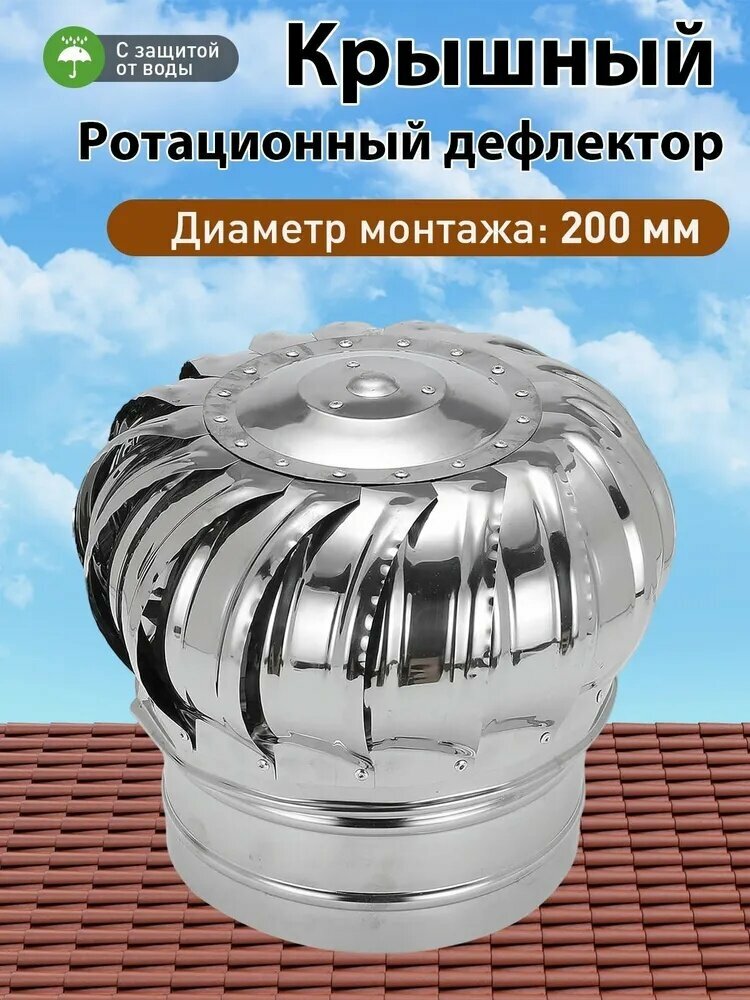 Турбо-дефлектор из нержавеющей стали 200 мм для вентиляционных труб