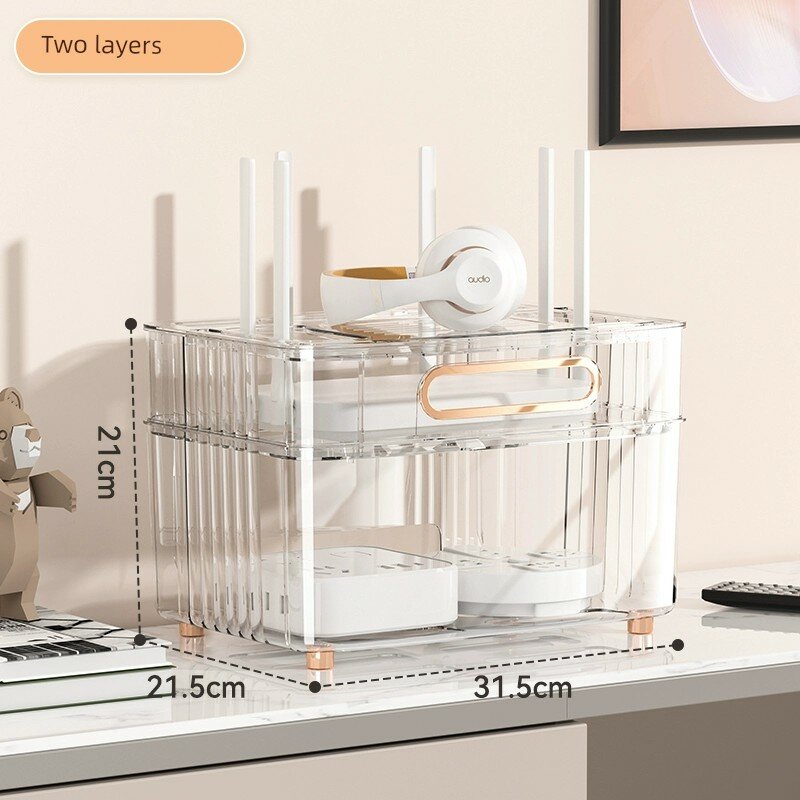 2-Слойный Прозрачно-Белый Организатор Для Роутера На Стол, Управление Кабелями WiFi, Эффективное Охлаждение