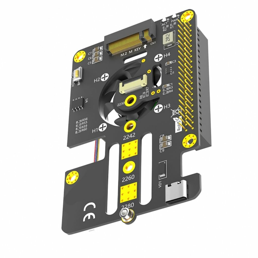 Твердотельная карта расширения Raspberry Pi 5 long NVME SSD 3-в-1