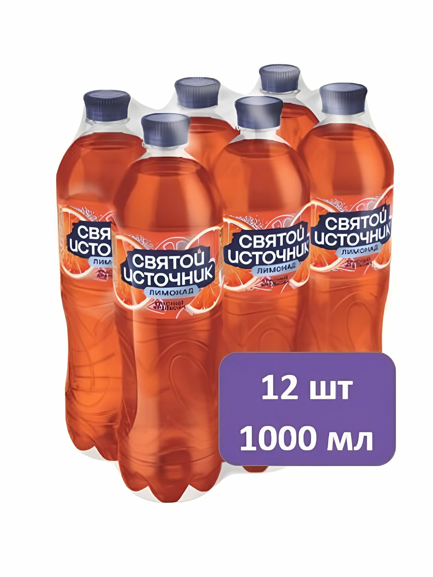 Напиток Святой Источник Лимонад с соком манго и маракуйи газированный. Упаковка 1л х 12 шт.