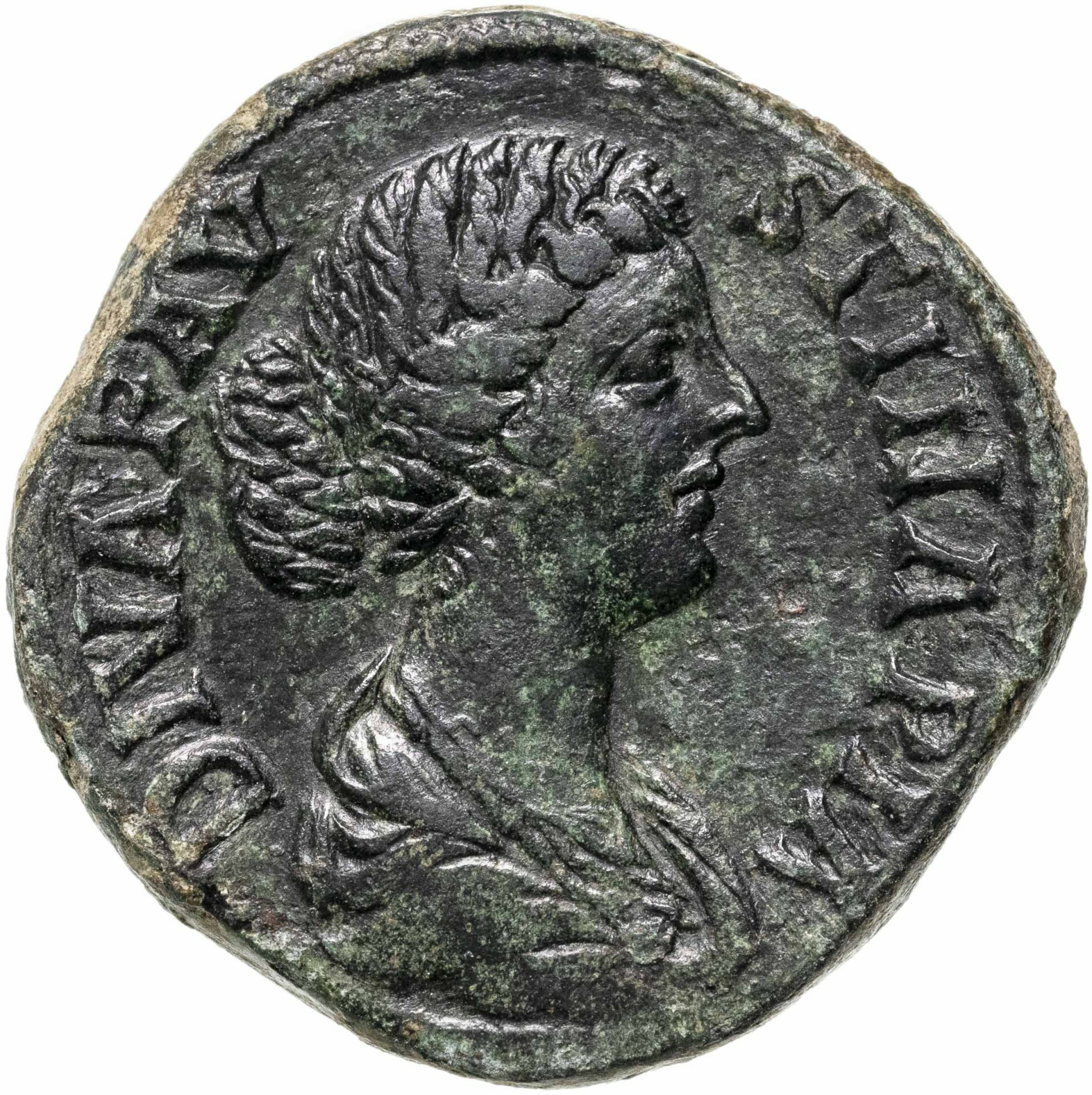 Римская империя, Фаустина Младшая, супруга Марка Аврелия, Сестерций Диана, Бронза, в сохранности VF-XF