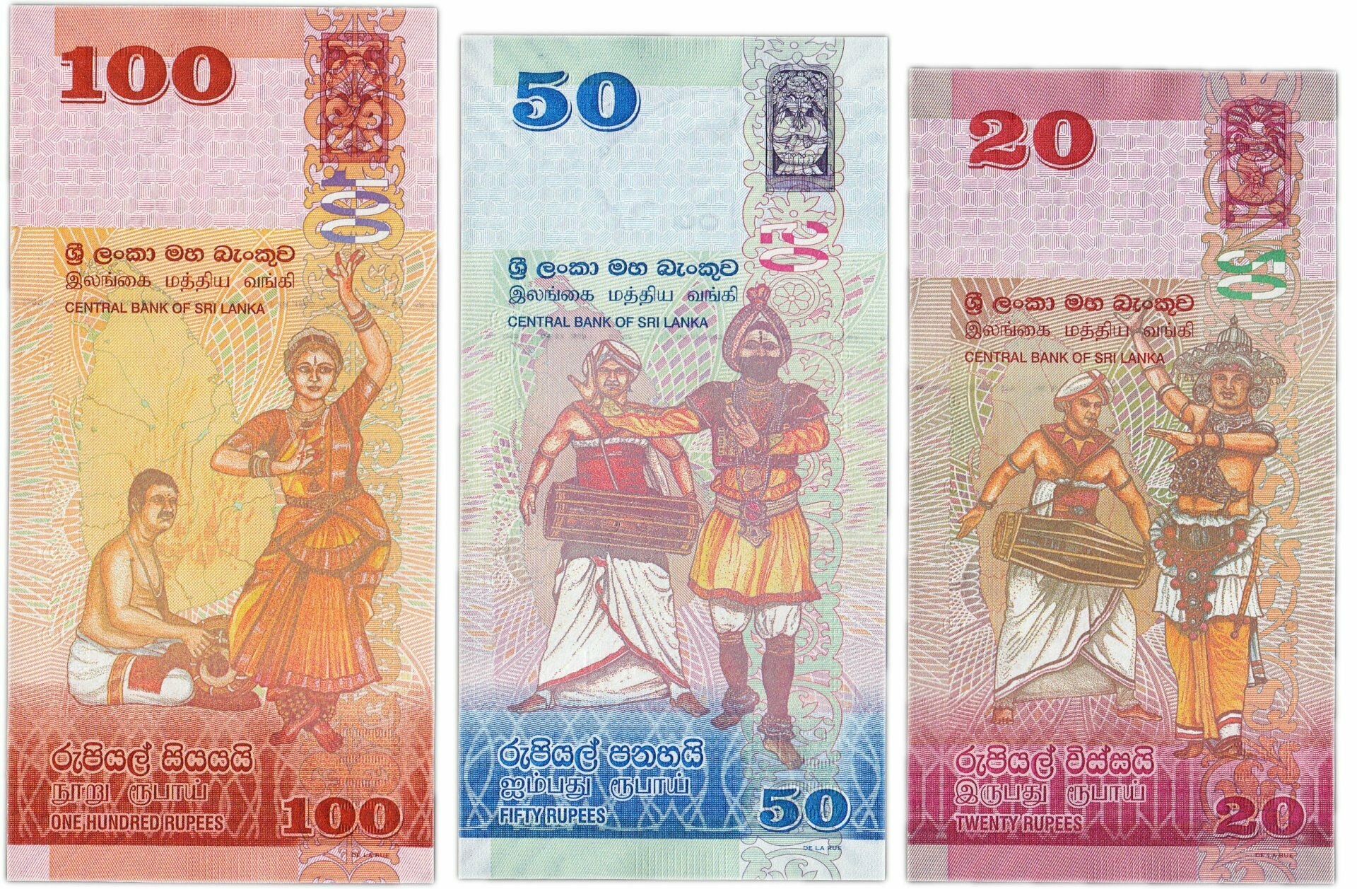 Шри Ланка - набор 20, 50 и 100 рупий 2010-2015 "Птицы" Pick 123, 124, 125