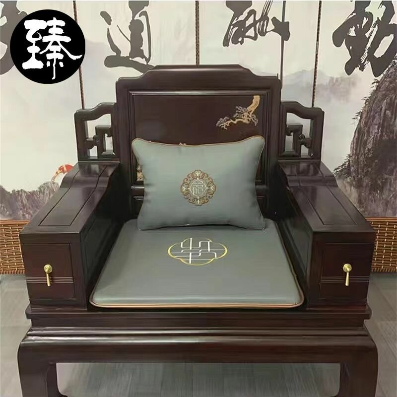 Китайский стиль красный деревянный диван с кожаной подушкой, всесезонный, нескользящий, водонепроницаемый, красный деревянный стул, диван, охлаждающая подушка, гостиная, индивидуальный заказ