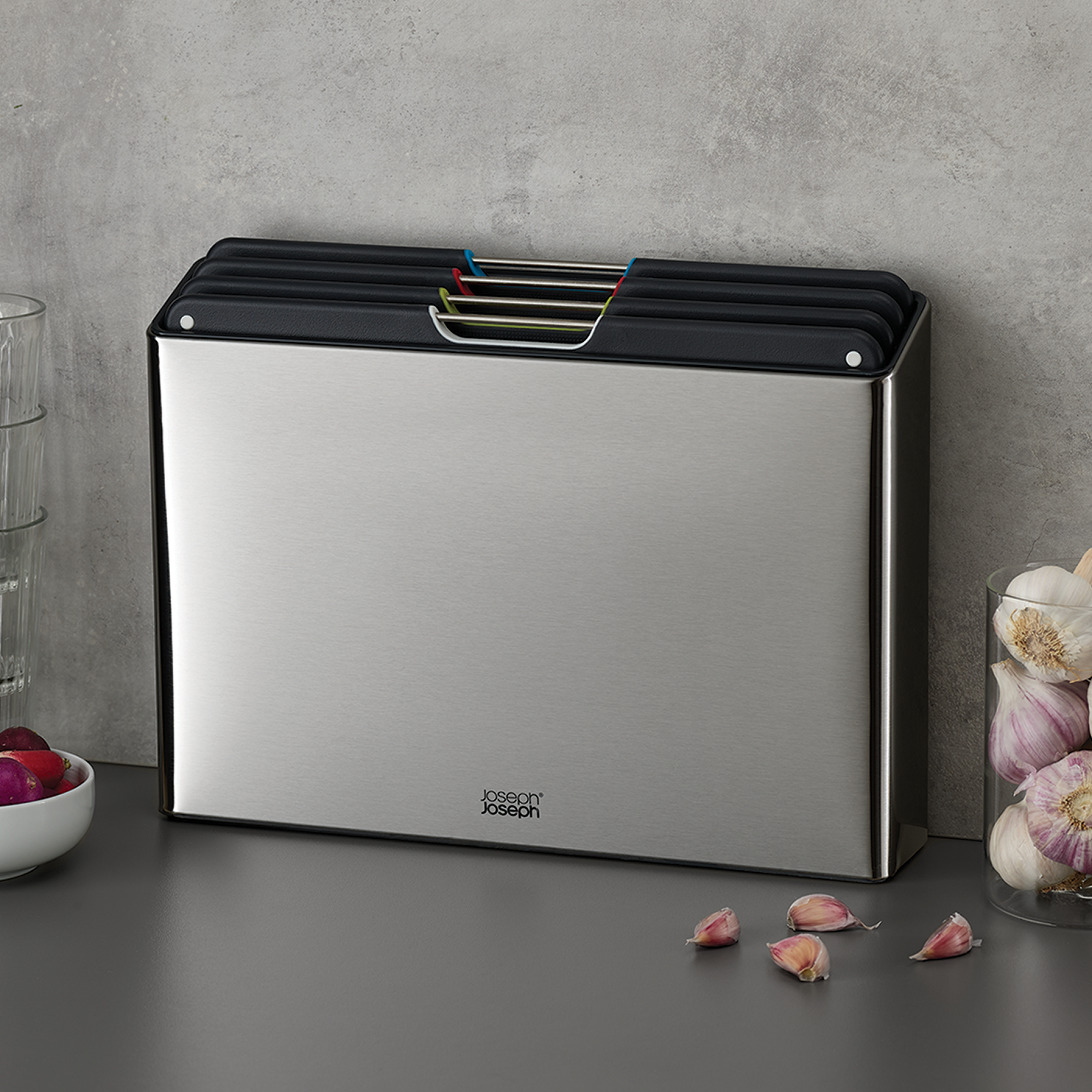 Набор разделочных досок Joseph Joseph Folio Steel, 4 шт с кейсом, нержавеющая сталь