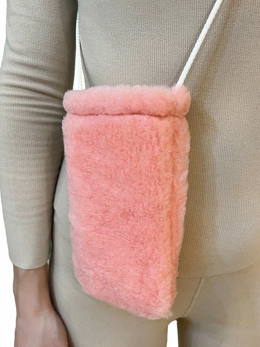 Чехол для телефона меховой, сумка-чехол для смартфона розовый мех без нашивки