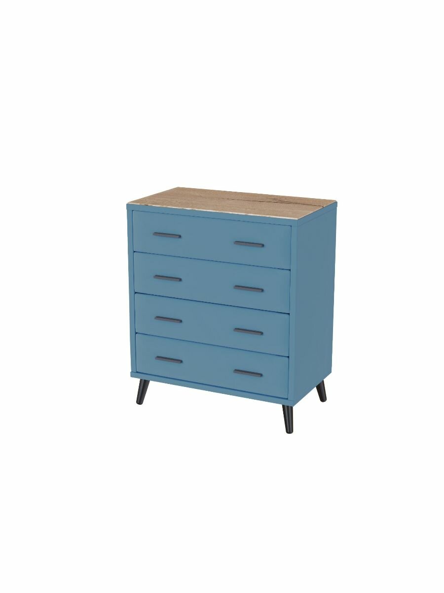 Домани Комод интерьерный Пай 930х800х460, Светло-голубой/МДФ Дуб канадский