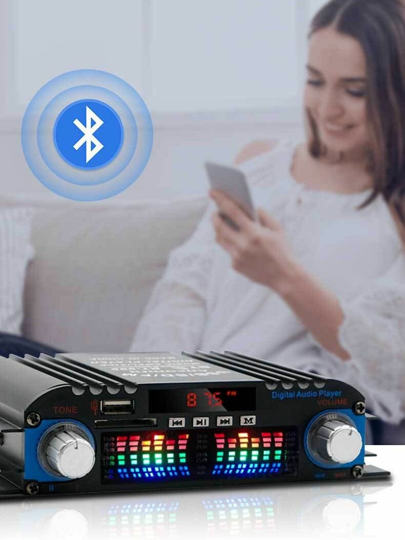 BT-998 HIFI цифровой аудио усилитель ЖК-дисплей Усилитель мощности класса D Bluetooth радио автомобильный домашний динамик FM USB SD