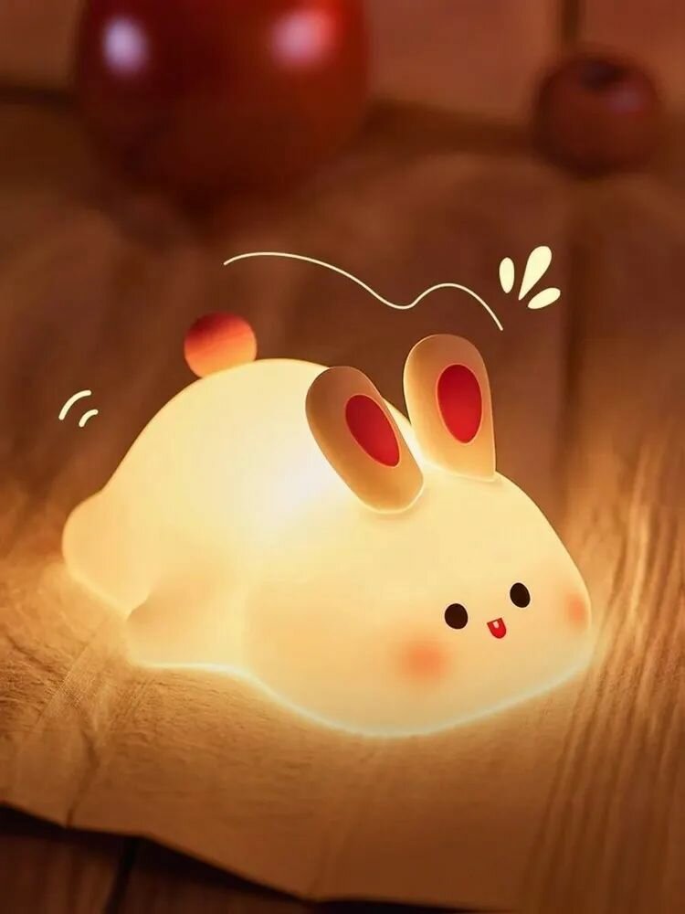 Силиконовая лампа Big face Rabbit Lying Silicone night Light-Обычная Модель