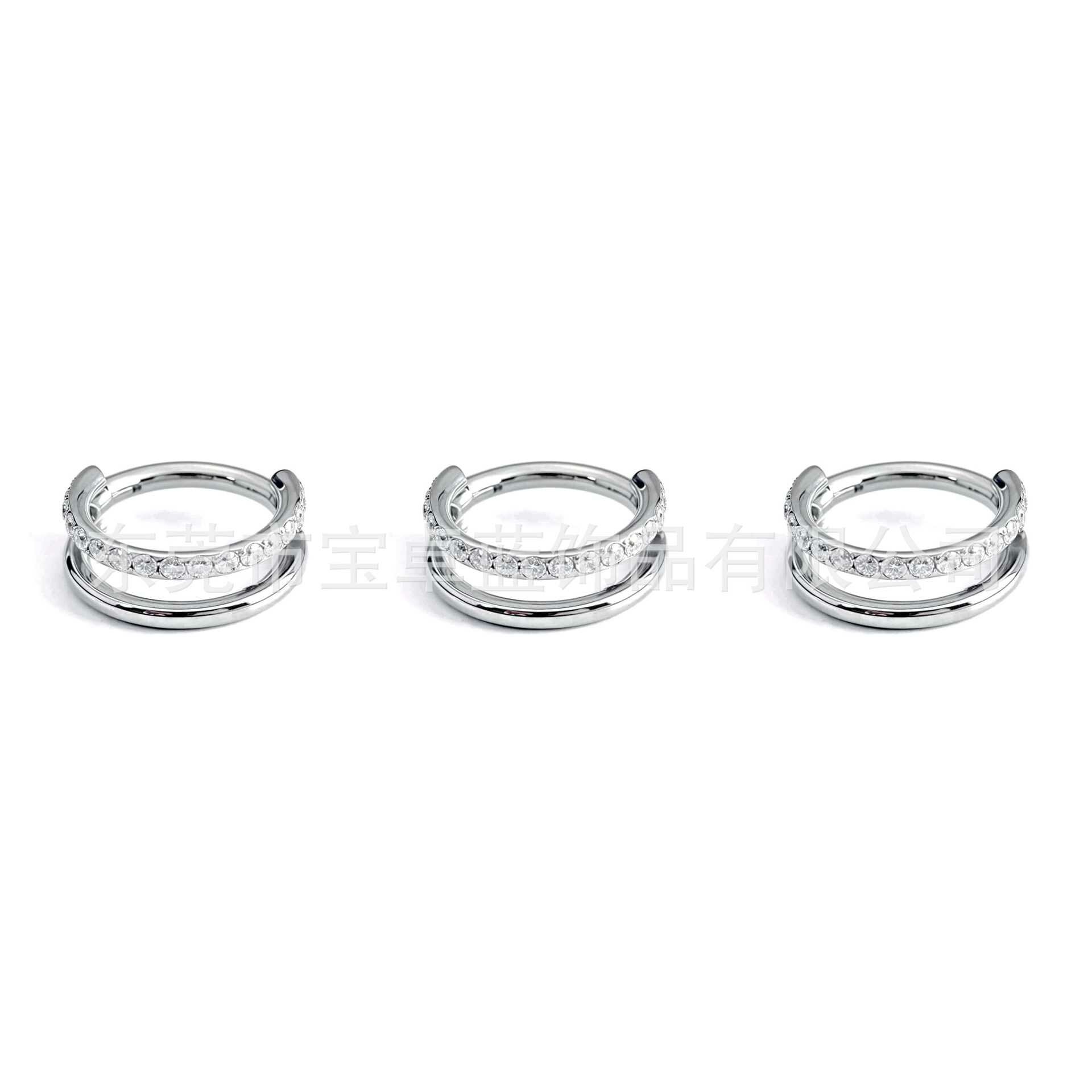 Серьги-кольца F136 из титана с двойным рядом полных бриллиантов из циркона, ювелирные изделия для пирсинга из титанового сплава G23, носовой кольцо, носовой септум