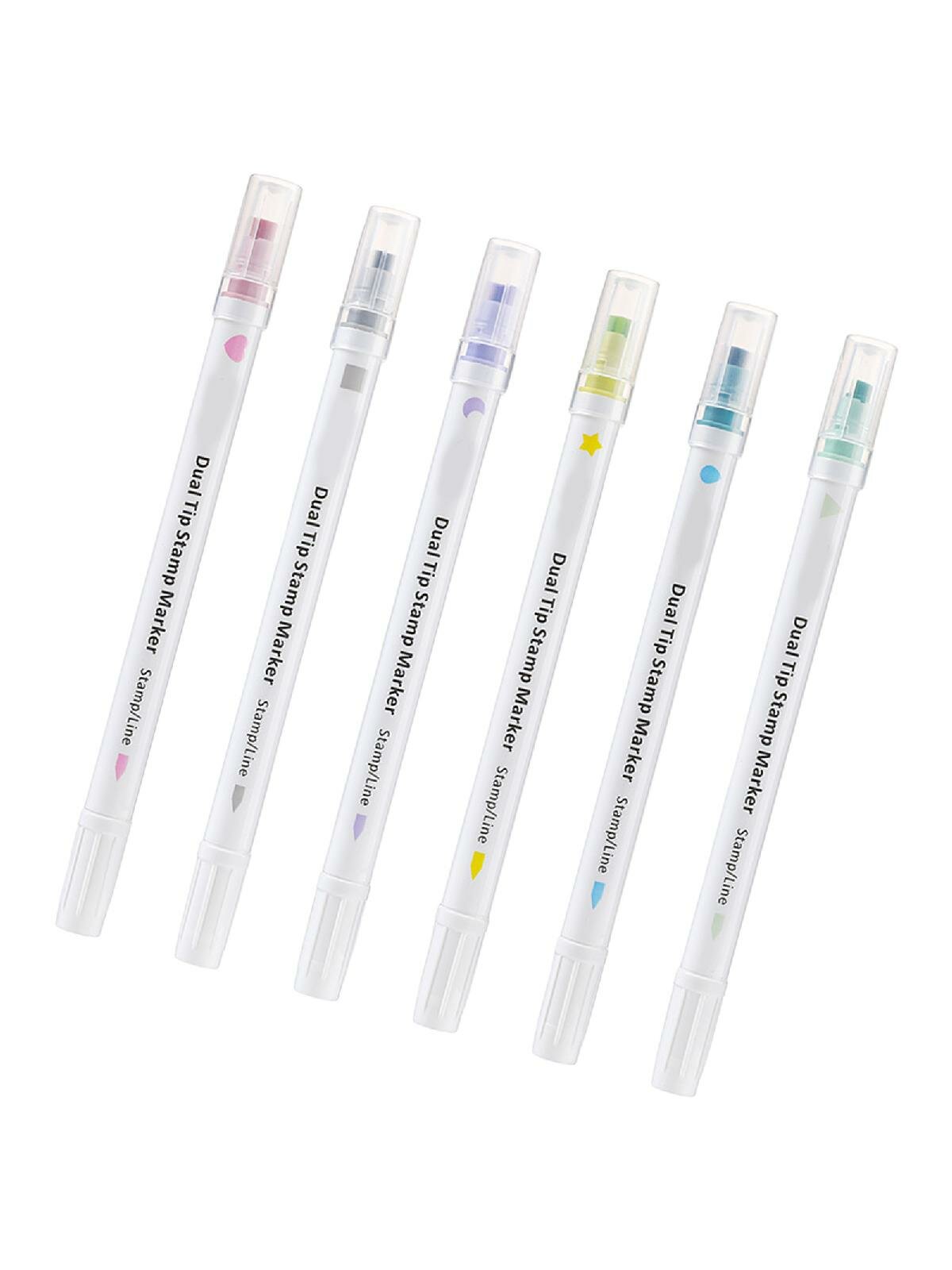 6 штук акварельных фломастеров с двойной головкой 6 цветных фломастеров для рисования