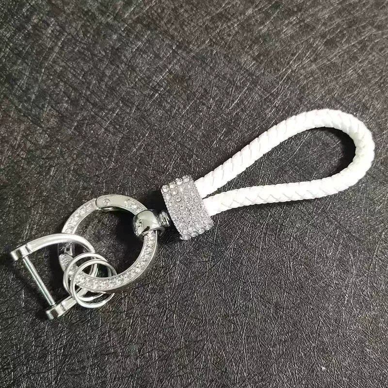 Брелок для ключей, простой и креативный, плетеный из веревки с инкрустацией бриллиантами, брелок с защитой от потери,