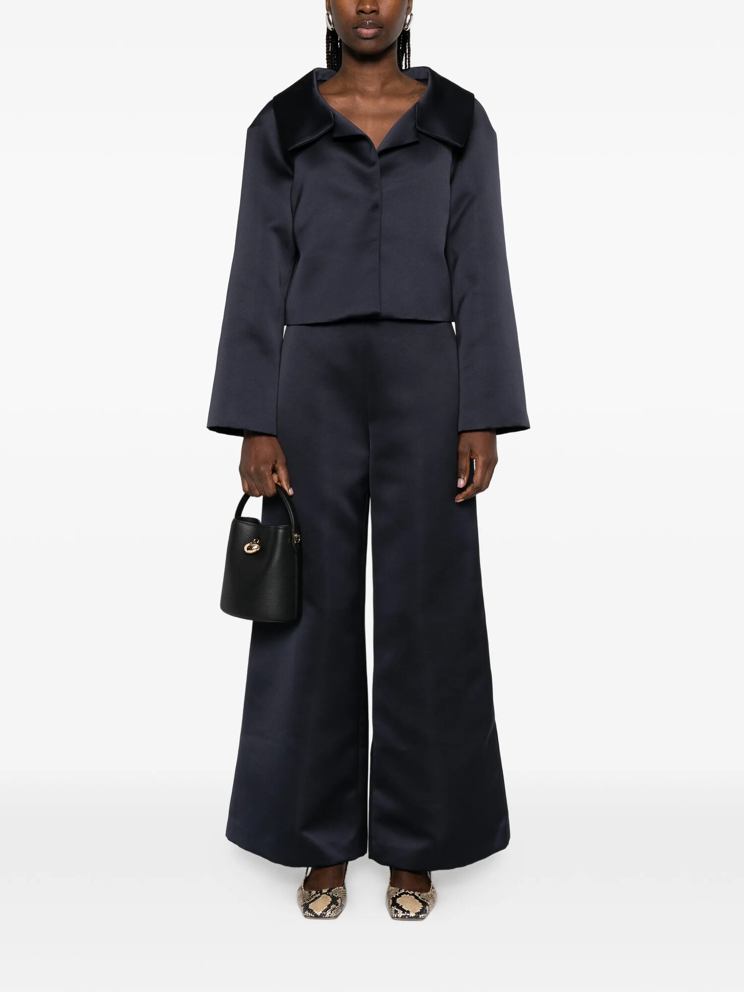 Куртка P.A.R.O.S.H. Wide-sleeve cropped jacket, размер S, черный — фото 1