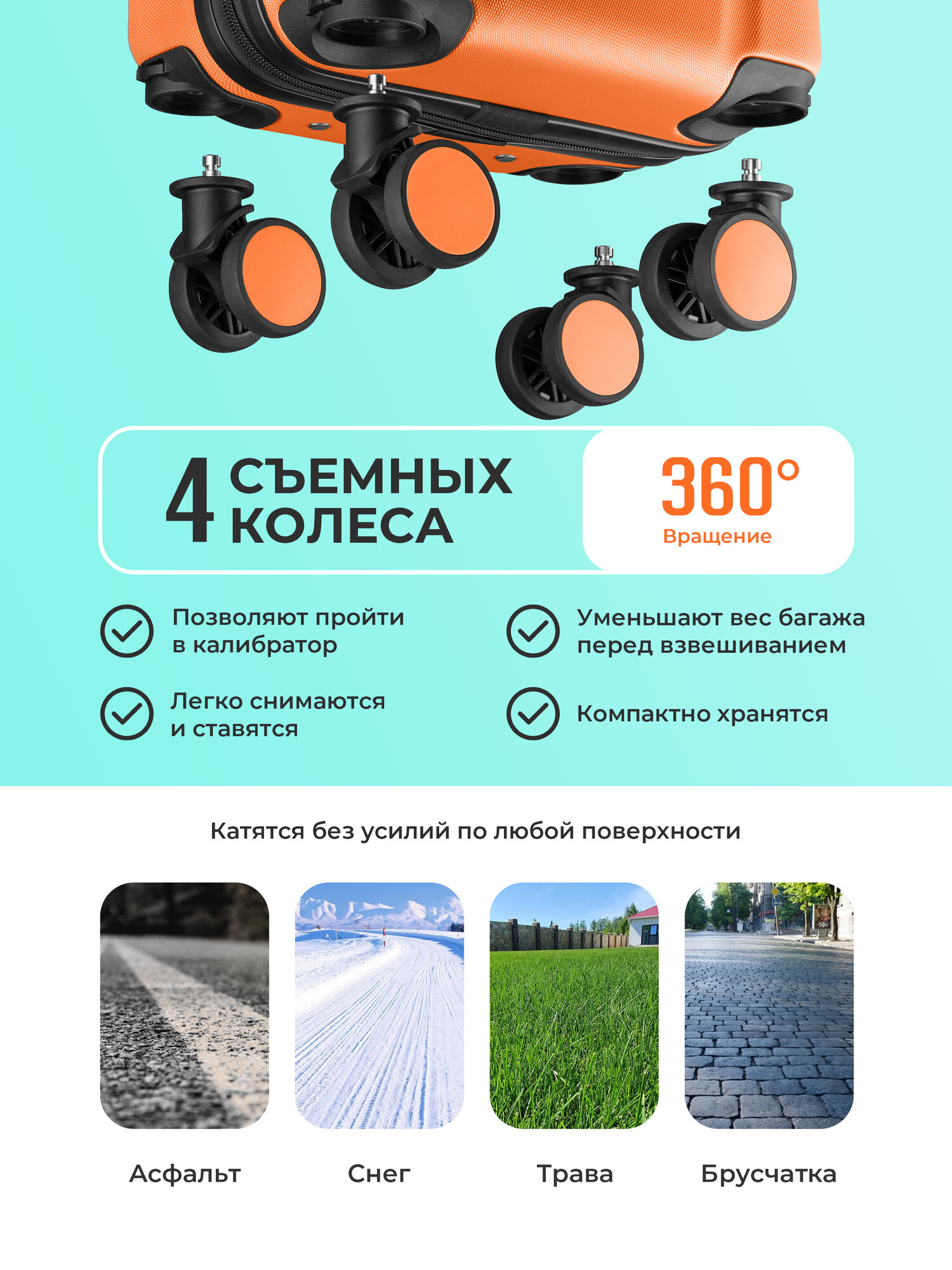 Умный чемодан Bonle, 20 л, размер XS, оранжевый — фото 1